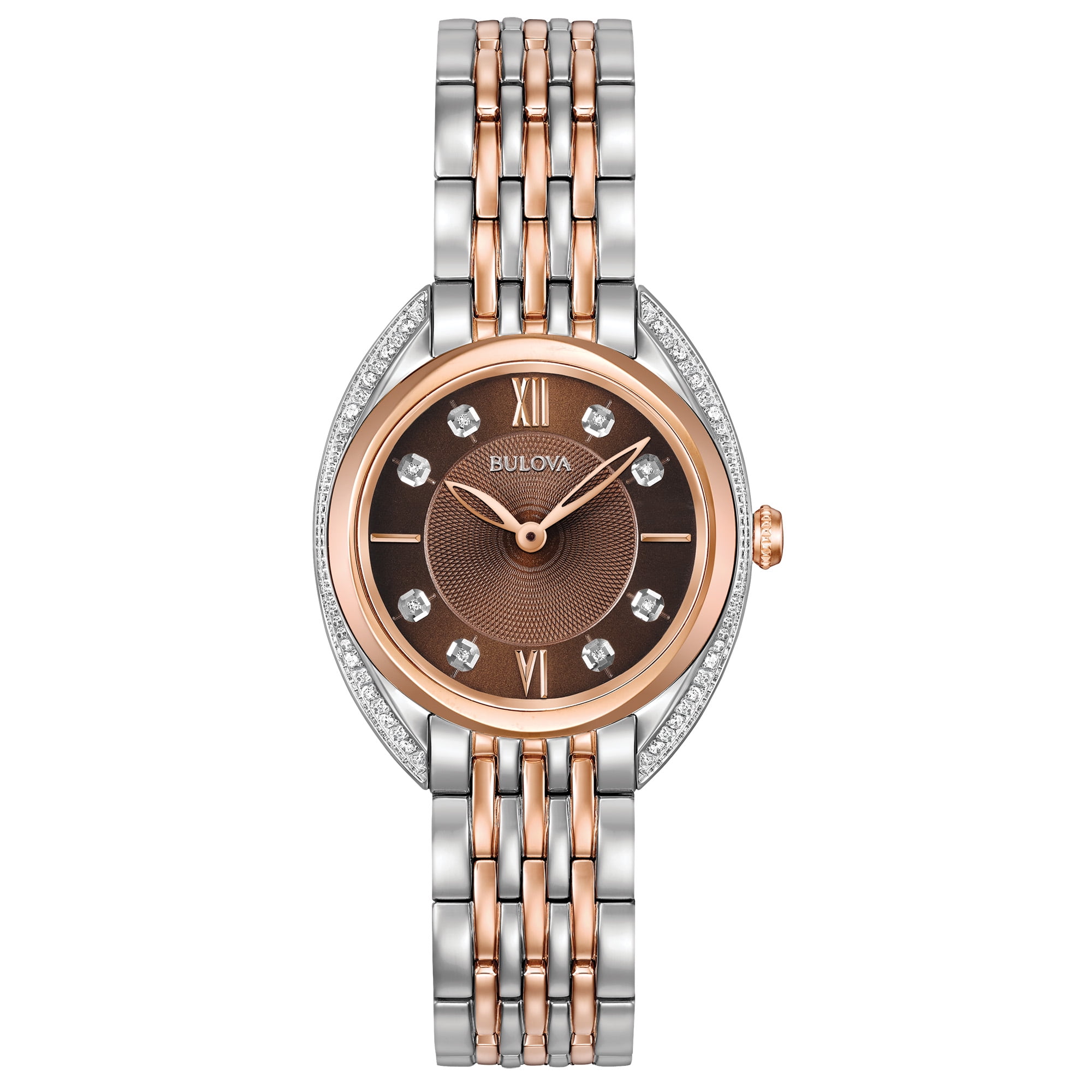 Bulova Women's Diamonds Brown Dial Two Tone Steel Watch 98R230 ...