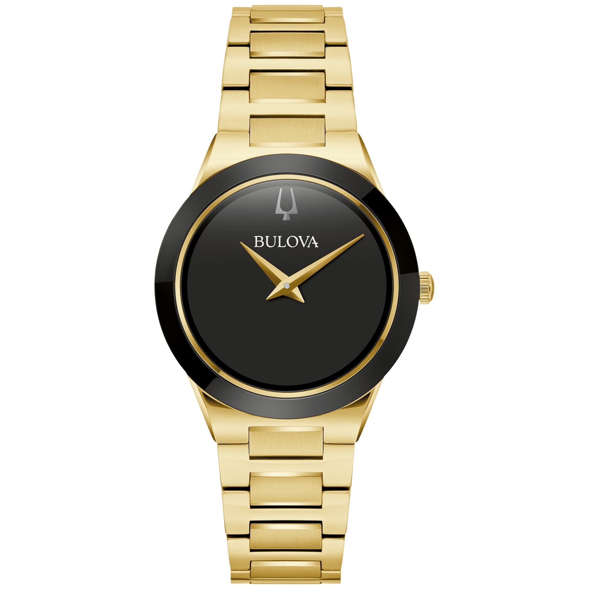 Bulova Women's Millennia Black Dial Gold-Tone Stainless Steel Watch ...