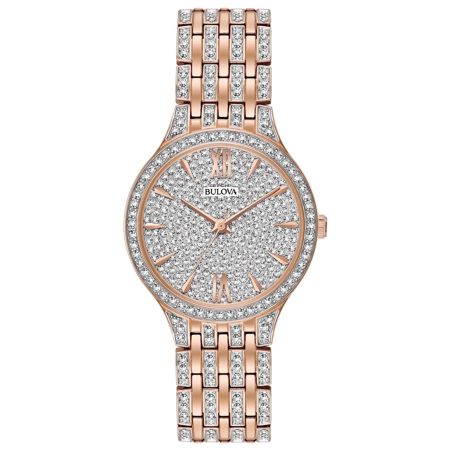 Bulova Women's Rose Gold-Tone Crystal Watch 98L235 - Walmart.com