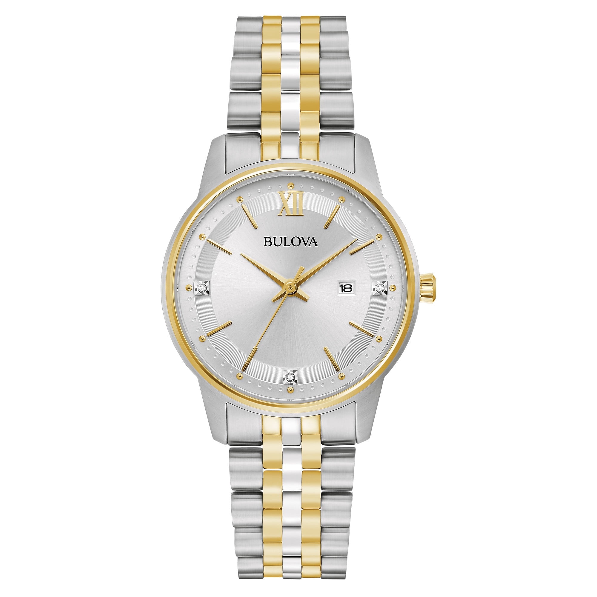 Bulova Women's Two-tone Stainless Diamond Dial Watch - 98P197 - Walmart.com