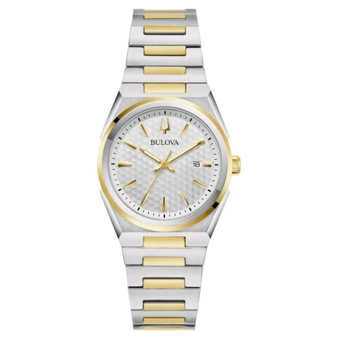 BulovaTwo Tone Stainless Steel Silver White Dial Quartz Women's Watch ...