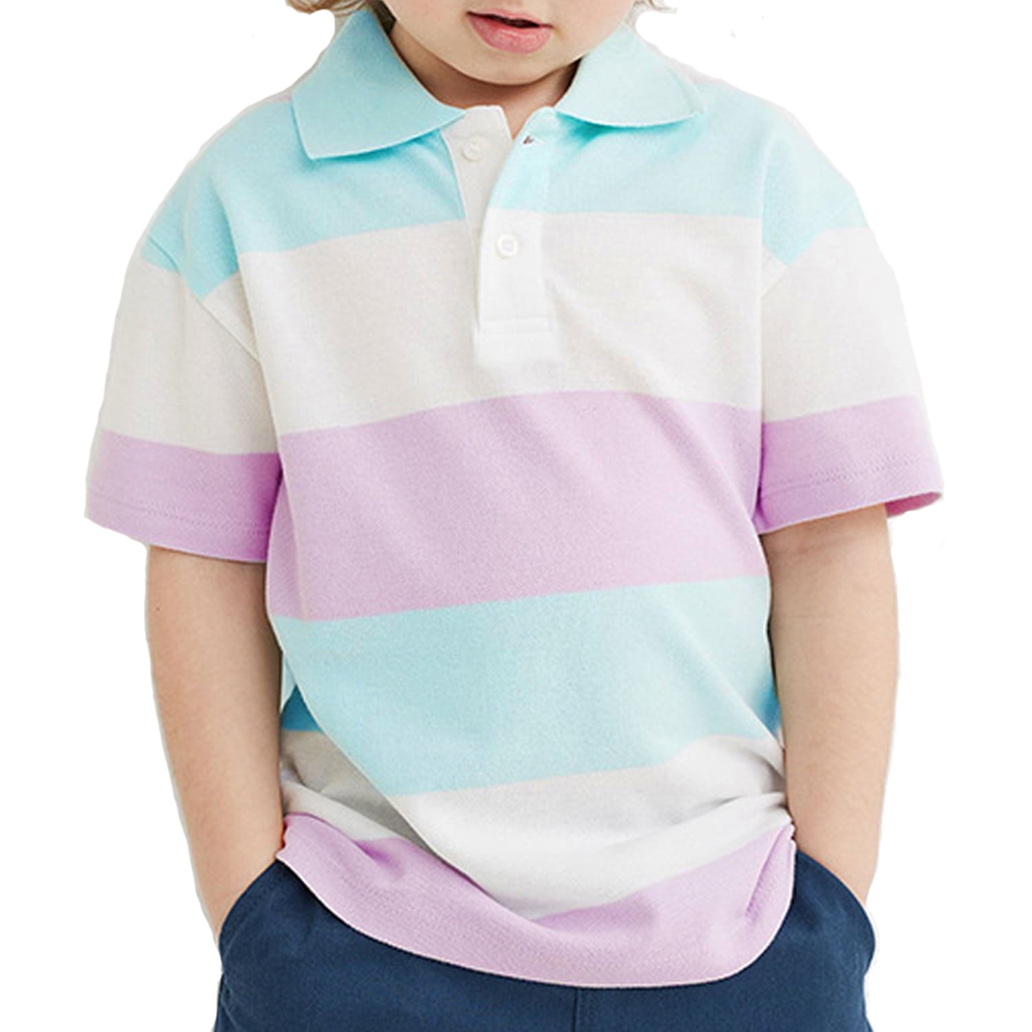 BuluBulu Kid Boys Short Sleeve Striped Polo Shirts Children Casual ...