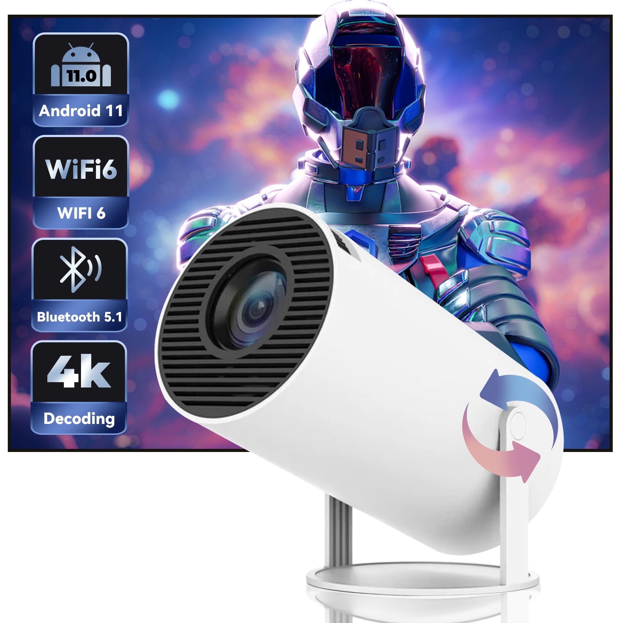 BuluBulu Mini Projector 4K Smart Video Projector with WiFi, Bluetooth ...
