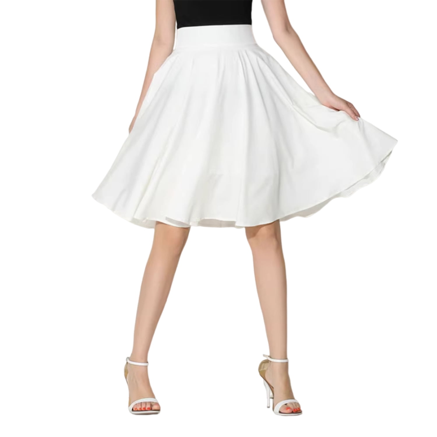 BuluBulu Women's High Waist A-Line Skirt Summer Casual Flare Flowy Midi ...