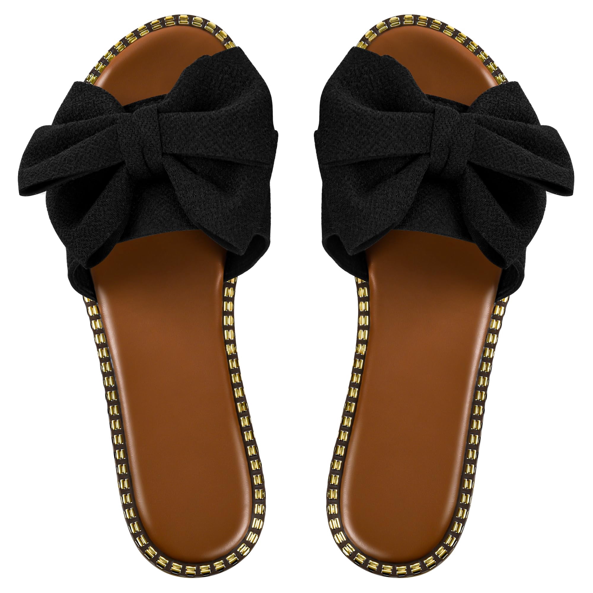 BuluBulu Womens Sandals Summer Casual Bow Knot Flat Sandals Open Toe ...