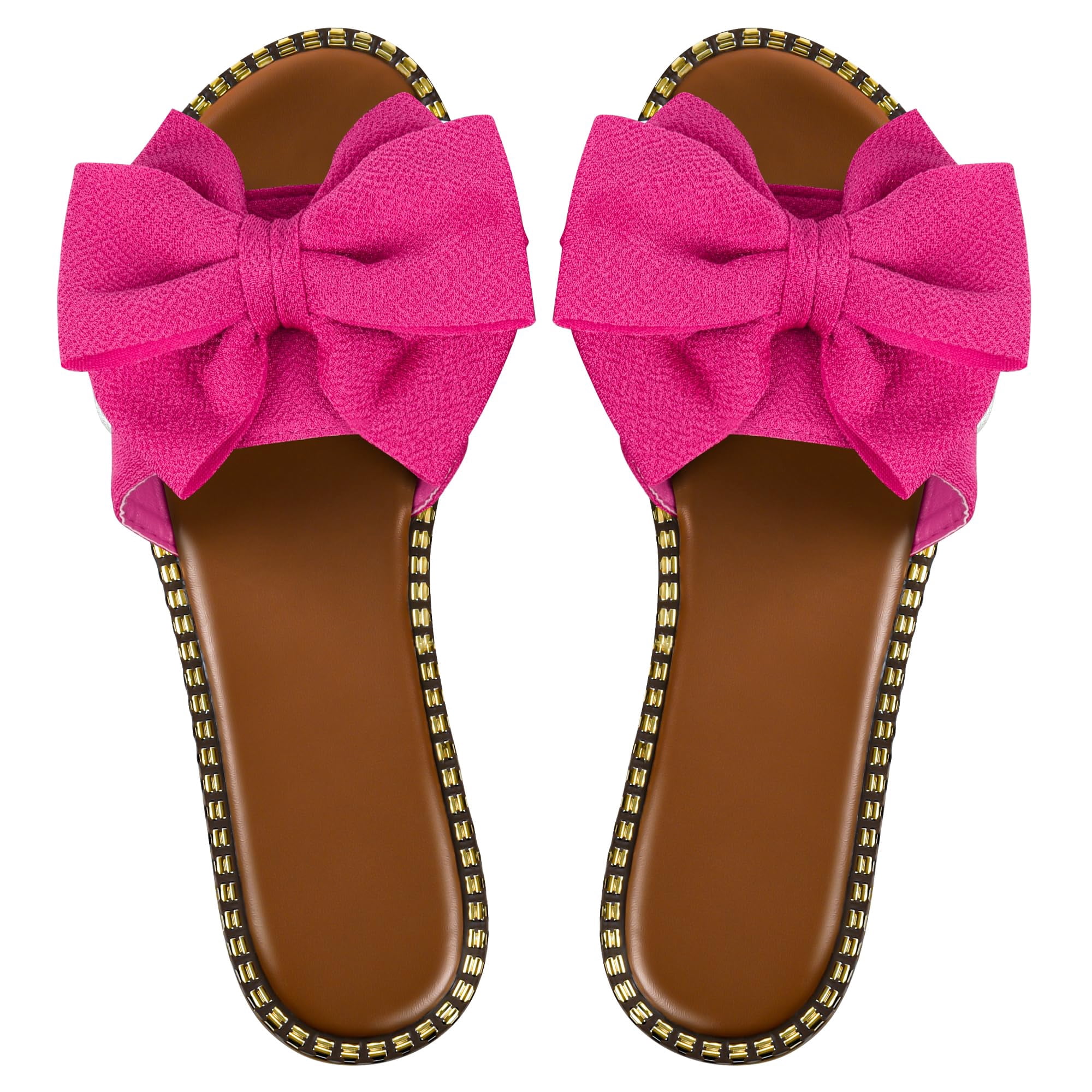 BuluBulu Womens Sandals Summer Casual Bow Knot Flat Sandals Open Toe ...