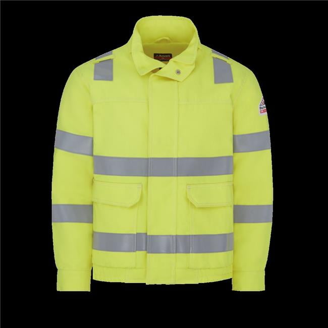 Bulwark JMJ6HV-RG-XL Hi-Visibility Lined Bomber Jacket, Yellow & Green ...