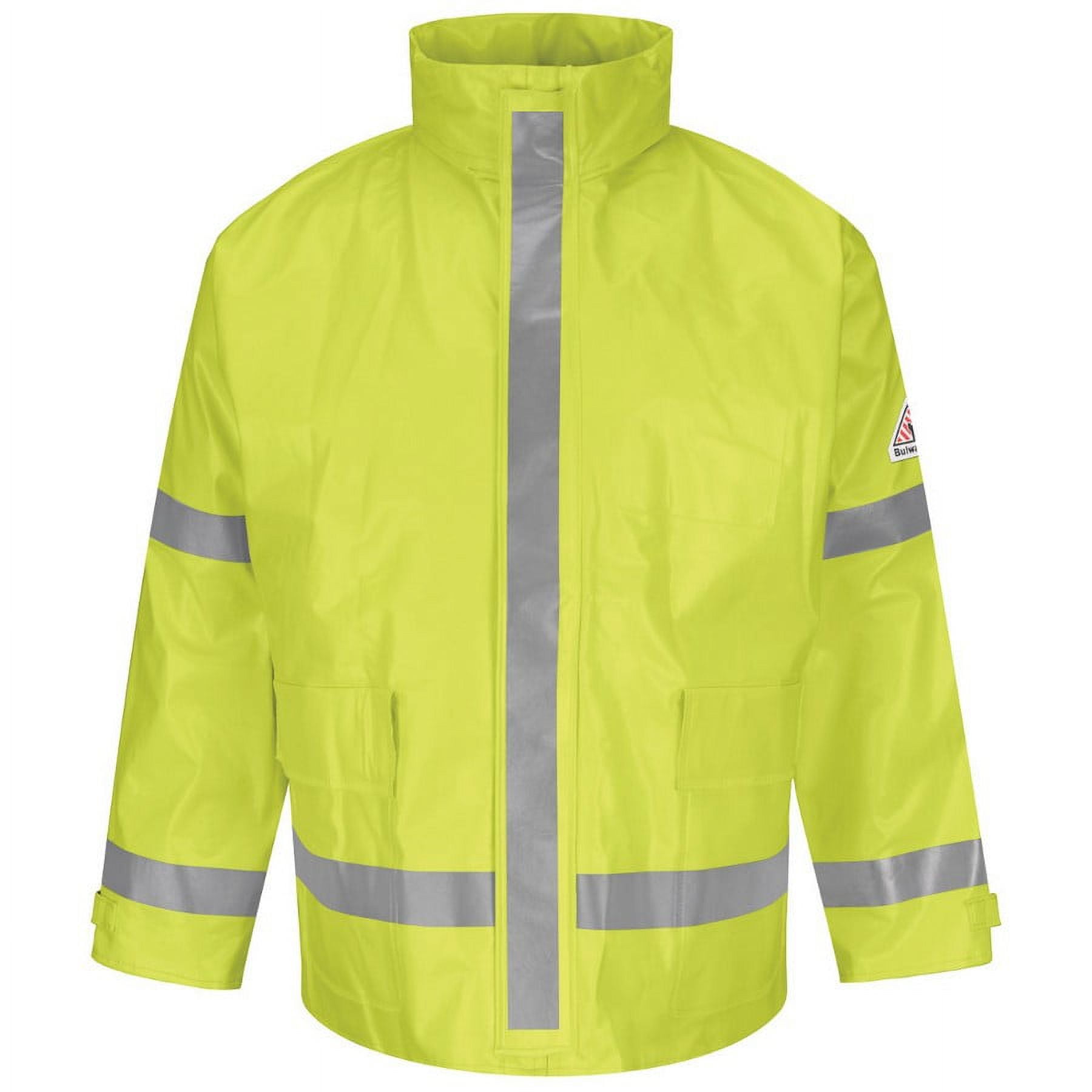 Bulwark Hi-Visibility Flame-Resistant Rain Jacket JXN6 Yellow/ Green L ...
