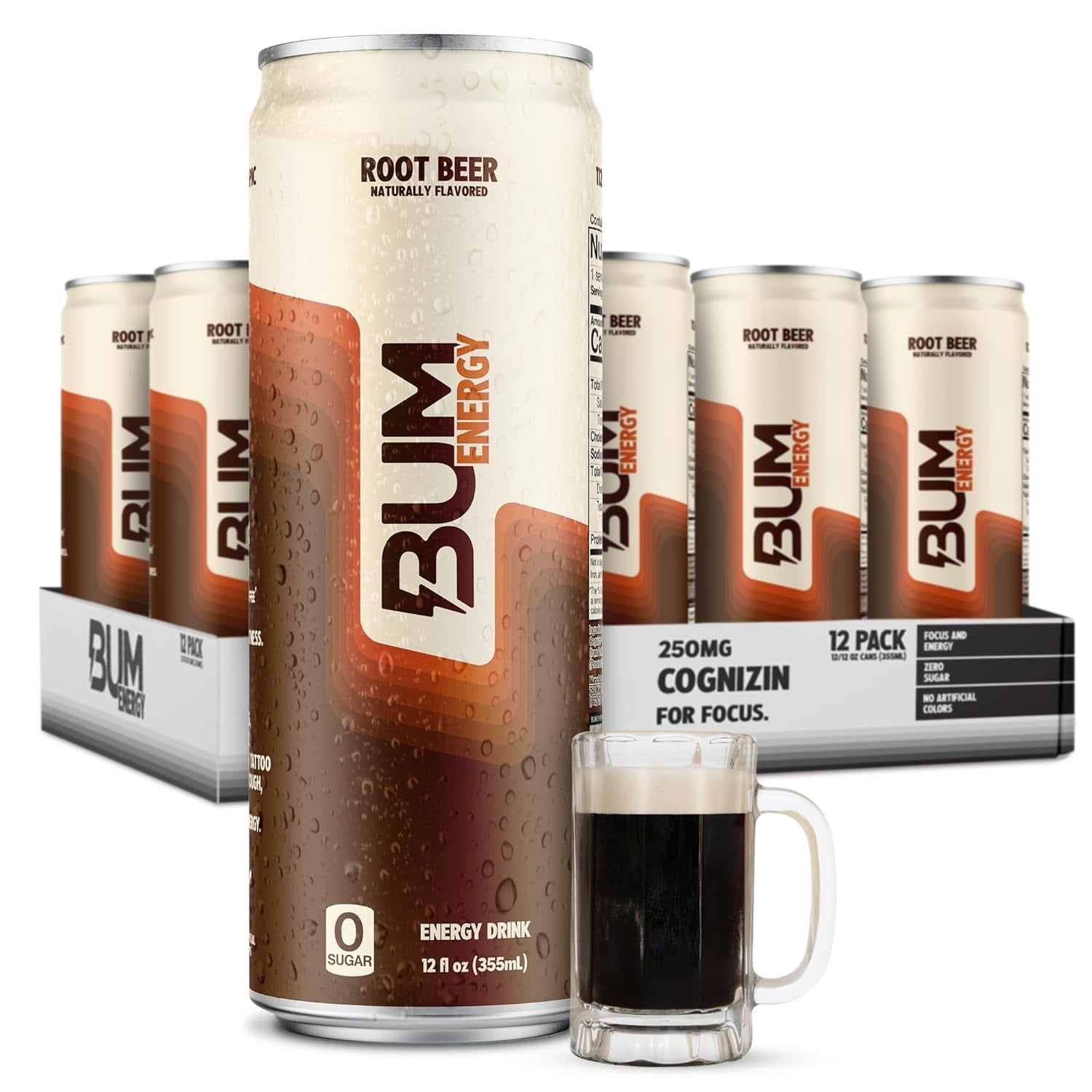 Bum Energy Drink, Root Beer Flavor, 12oz Cans (12-Pack) - Walmart ...