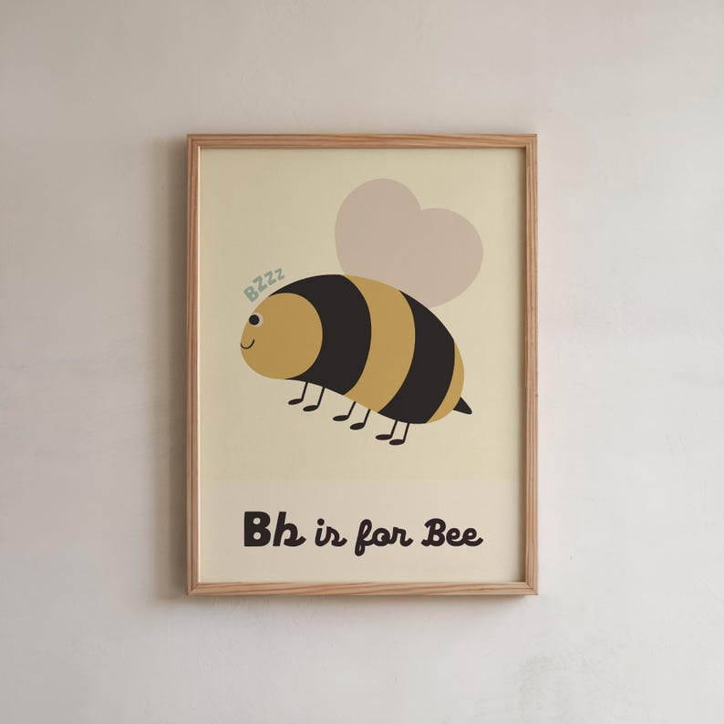 Bumble Bee ABC Nursery Educational poster Wall Art Decor 24x36 UNFRAMED ...