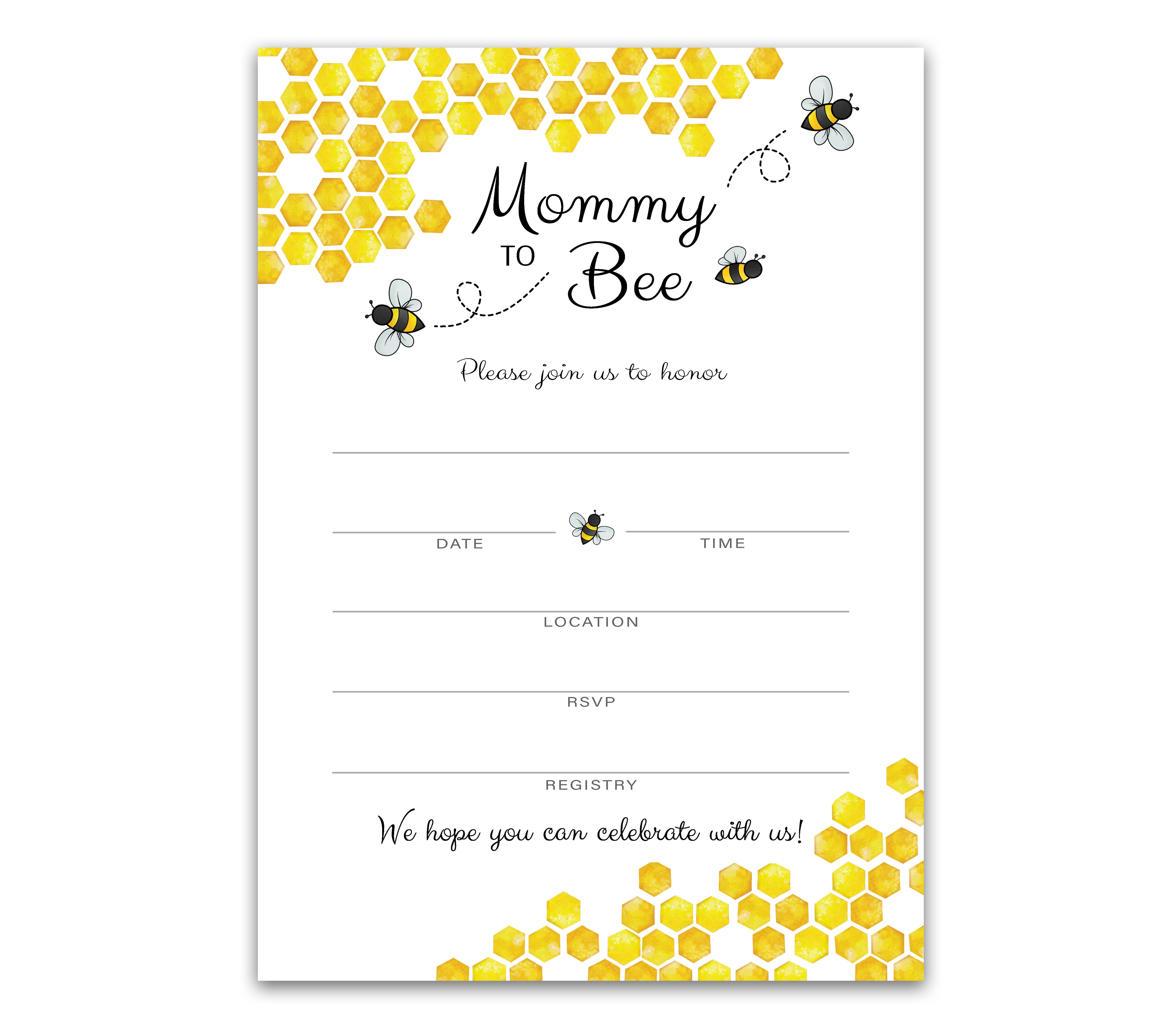 Bumble Bee Baby Shower INVITATIONS — Pack of 25 — Bumblebee Honeycomb ...