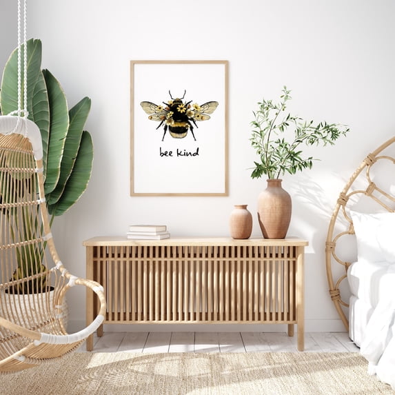 Bumble Bee Be Kind Poster Nursery Wall Art Poster, Unframed Canvas Size ...