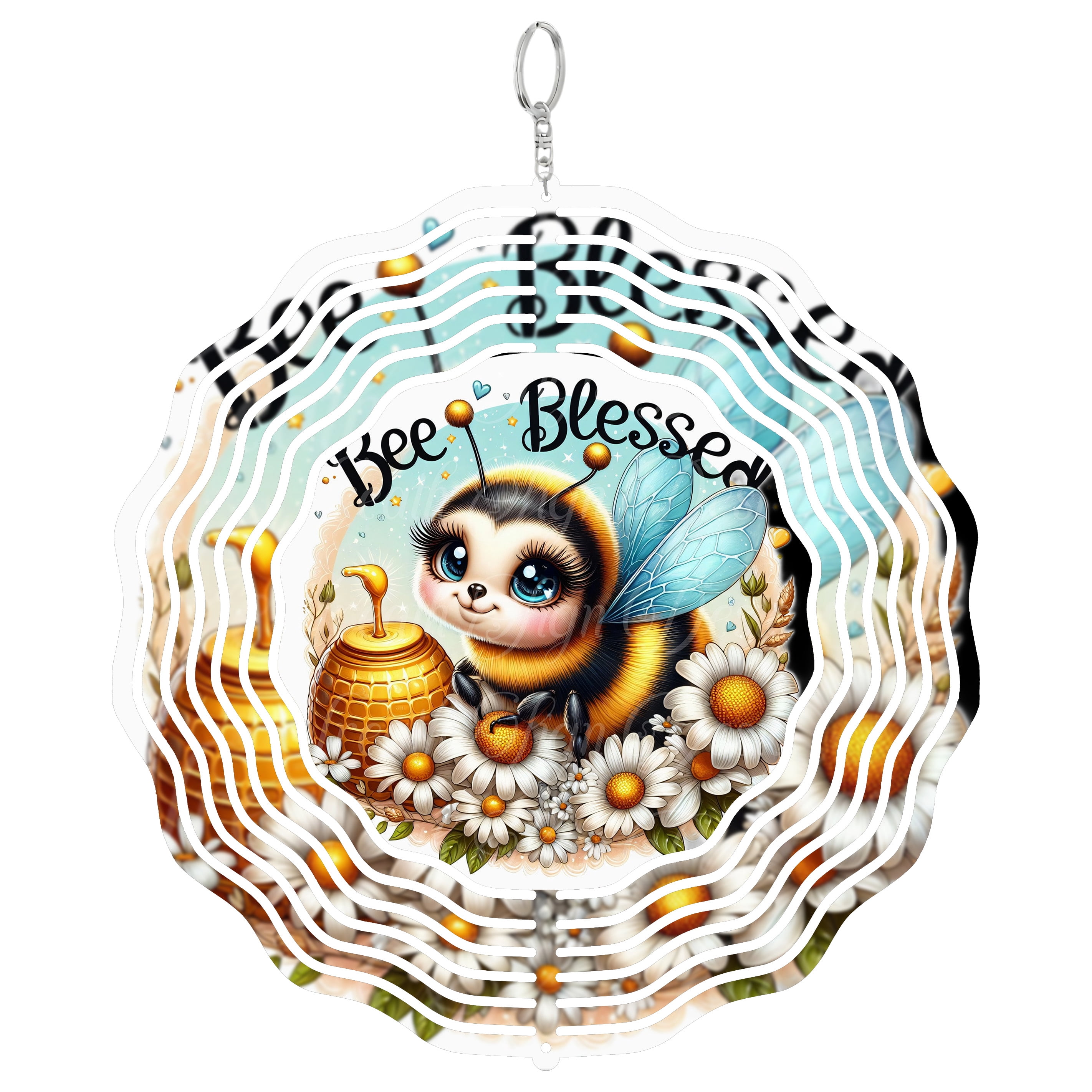 Bumble Bee Daisy Summer 3D Wind Spinner Stainless Steel Kinetic Art ...