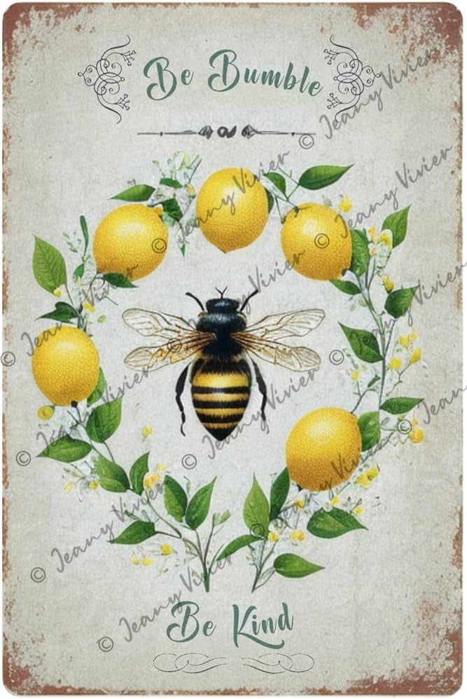 Bumble Bee Door, Antique Tin Sign Bee Decor, Be Kind Be Bumble Welcome ...