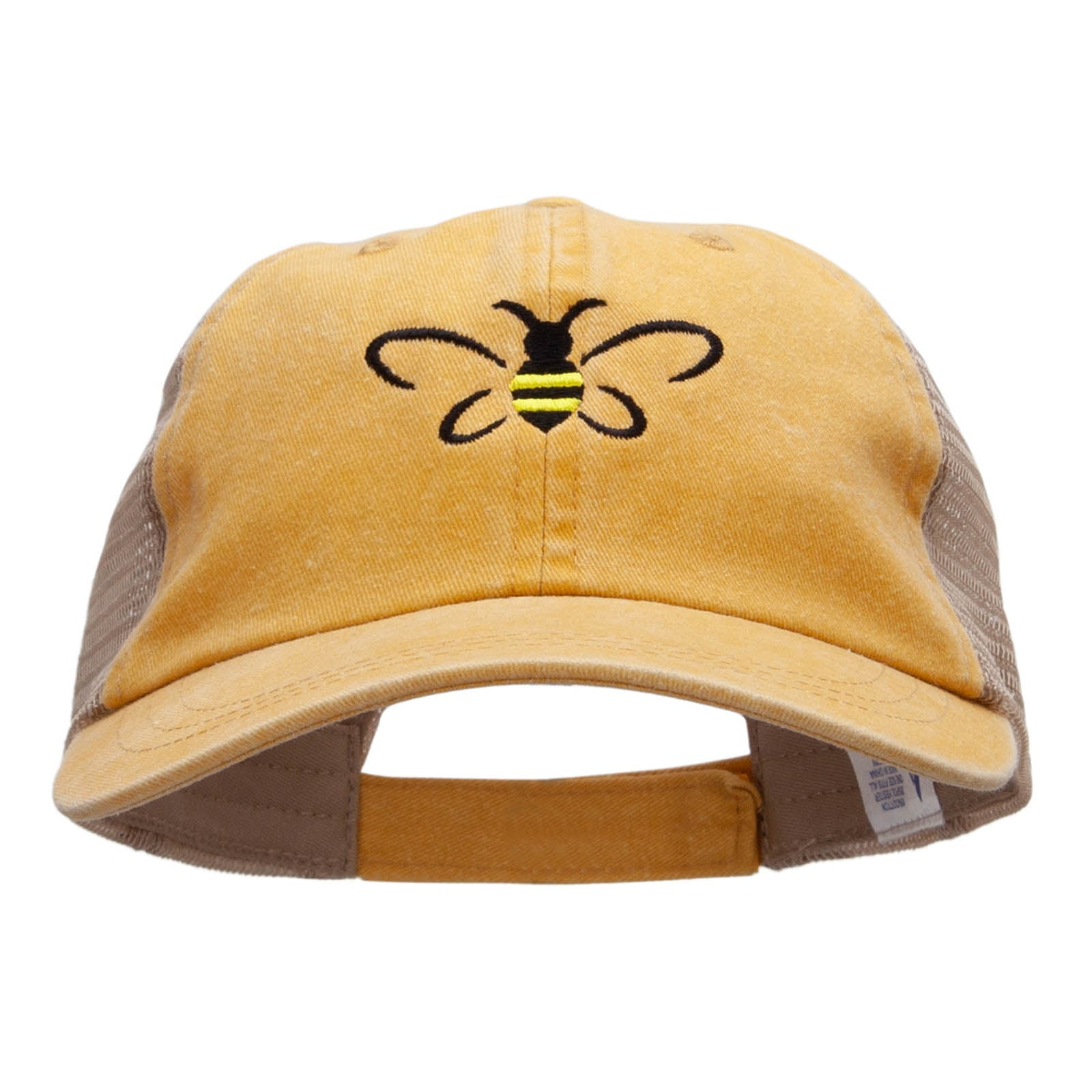 Bumble Bee Embroidered Washed Trucker Cap - Mango Tan OSFM - Walmart.com
