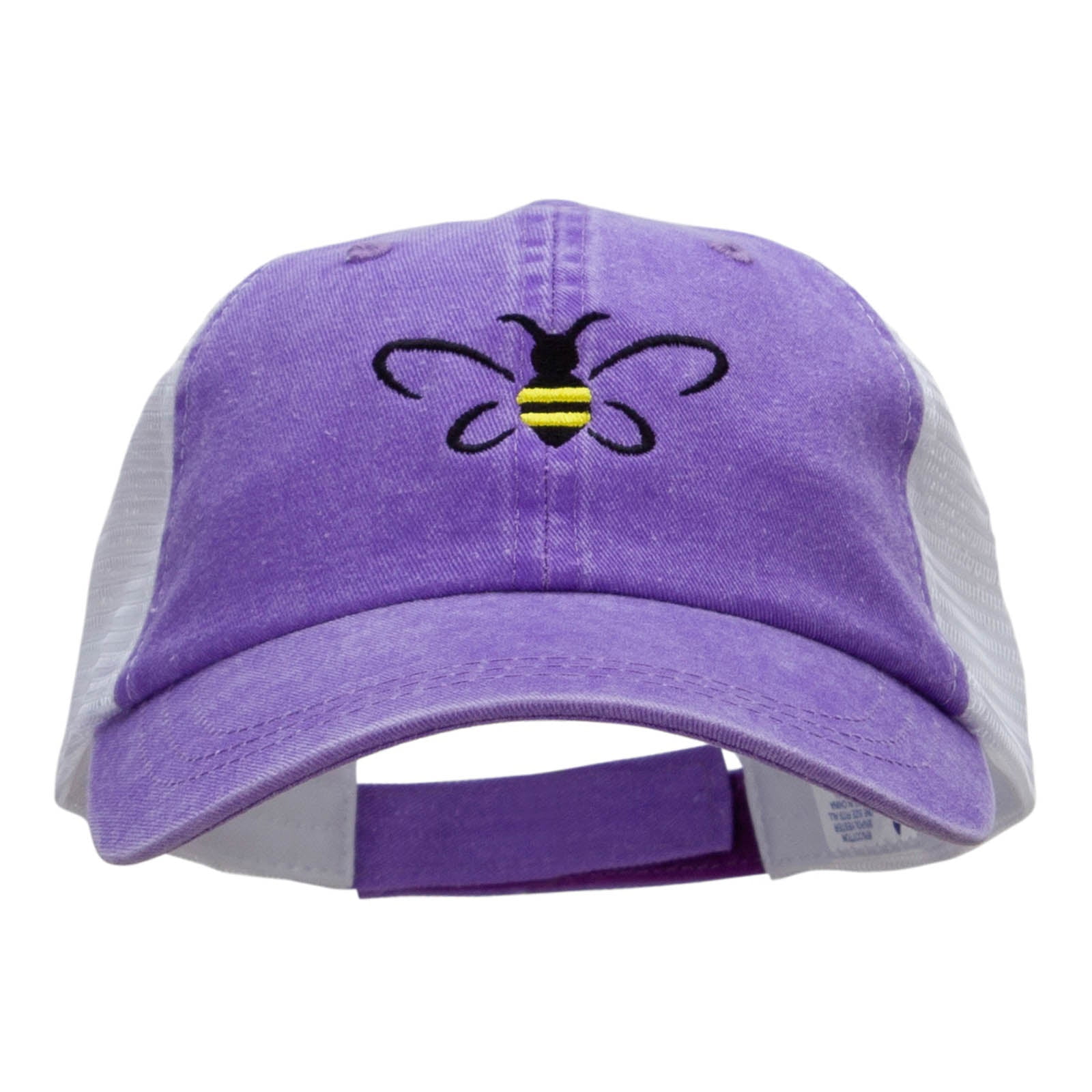 Bumble Bee Embroidered Washed Trucker Cap - Purple White OSFM - Walmart.com