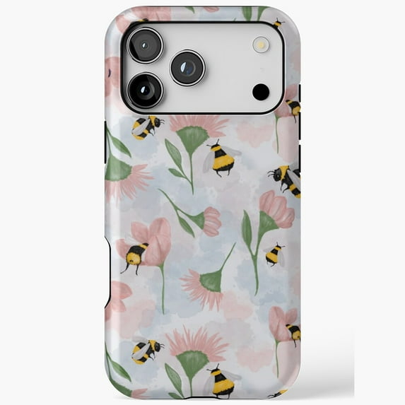 Bumble Bee Flower Pattern Insect Art iPhone Case 17 to 11 Pro Max ...