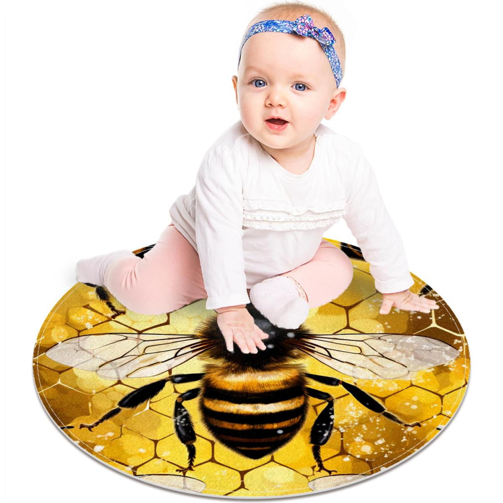 Bumble Bee Flying on Flower Prints Small Area Rugs Bathroom Rugs, Non ...
