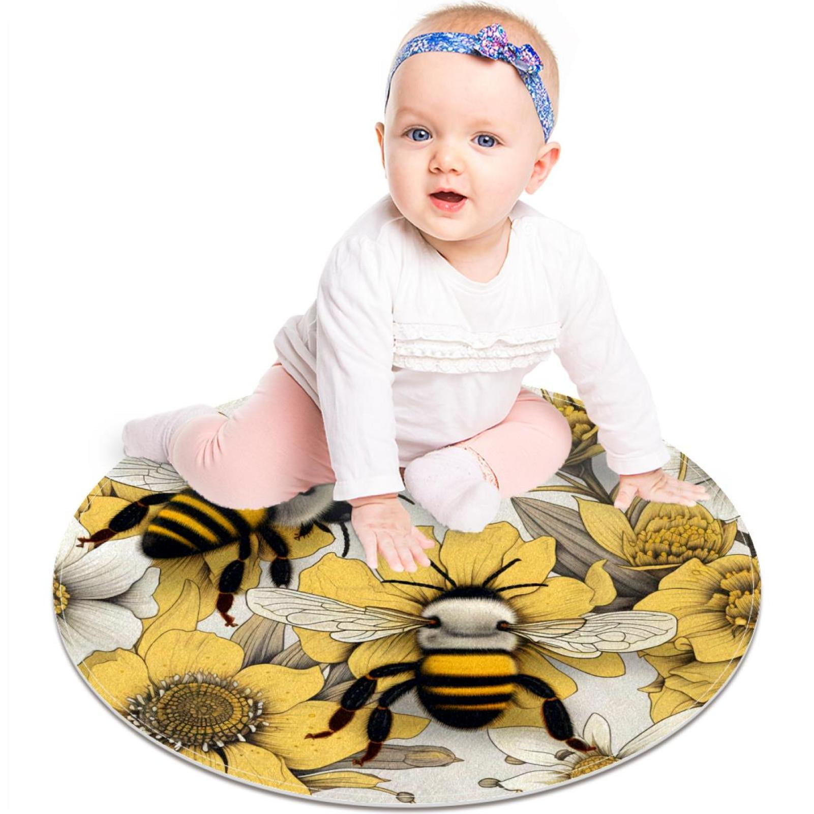 Bumble Bee Flying on Flower Prints Small Area Rugs Bathroom Rugs, Non ...