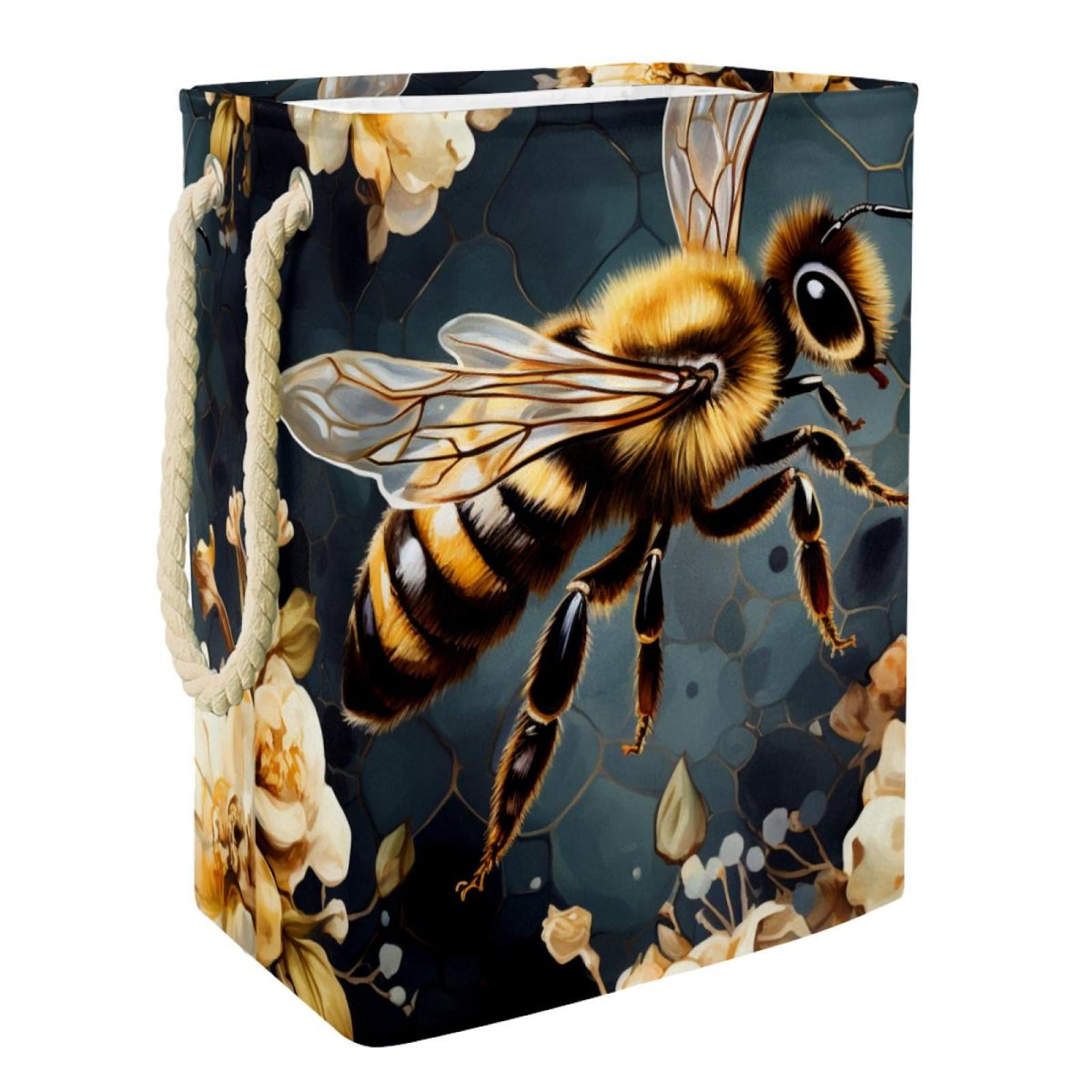 Bumble Bee Flying on Flower Laundry Hamper, Collapsible Laundry Baskets ...