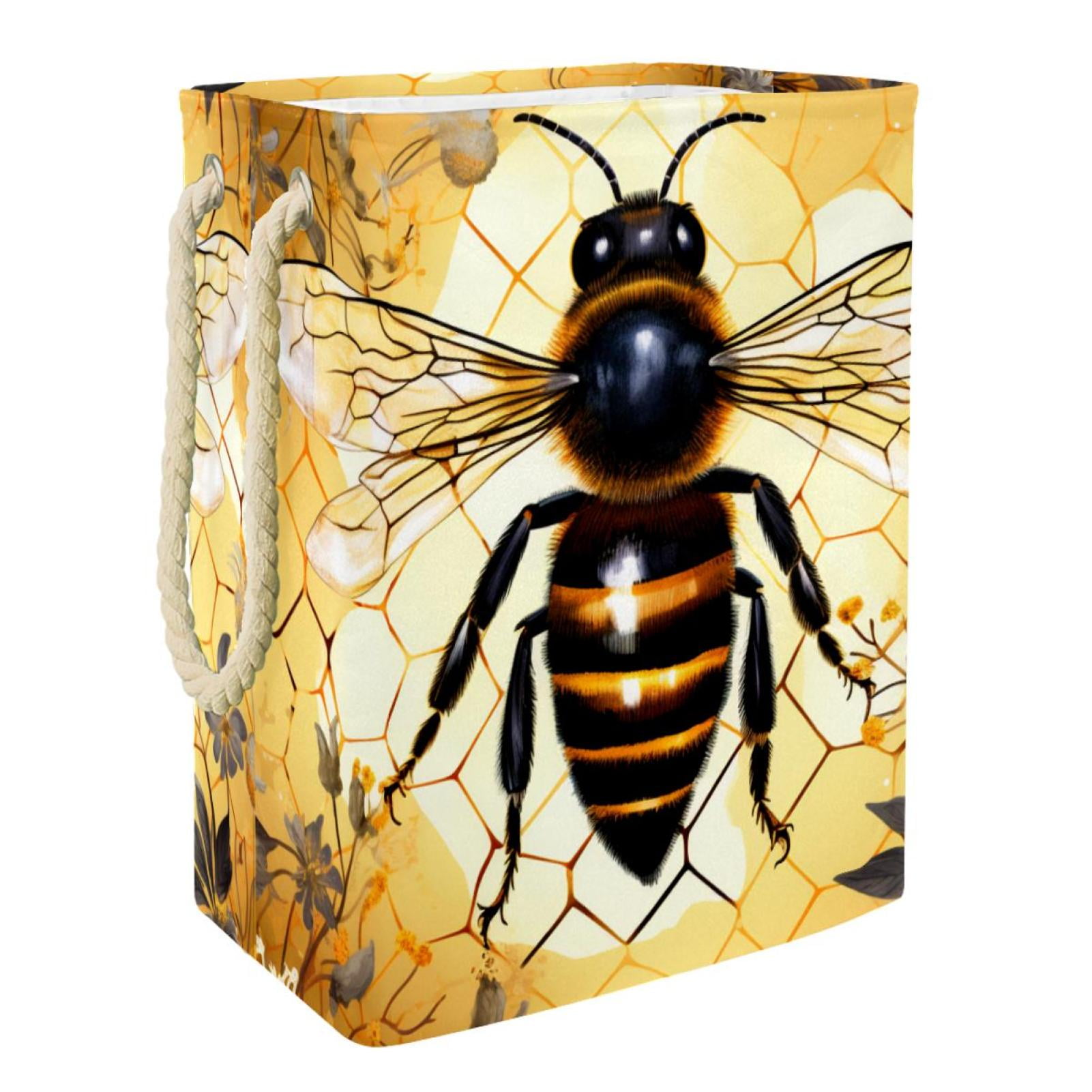 Bumble Bee Flying on Flower Laundry Hamper, Collapsible Laundry Baskets ...