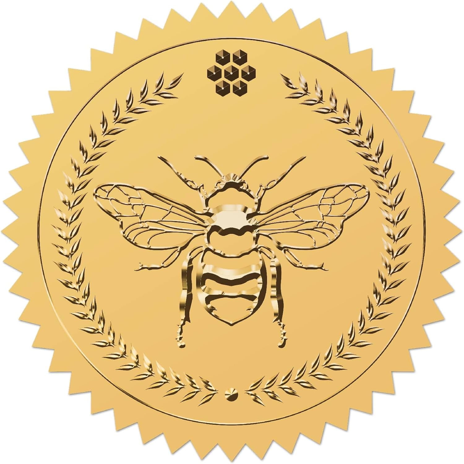 Bumble Bee Gold Foil Embossed Certificates Stickers 2" Ear of Wheat ...