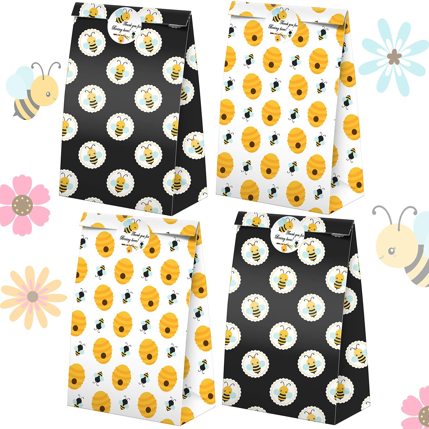 Bumble Bee Goodie Bags-24 KEF16 Pcs Honey Bee Party Candy Favor Bags ...