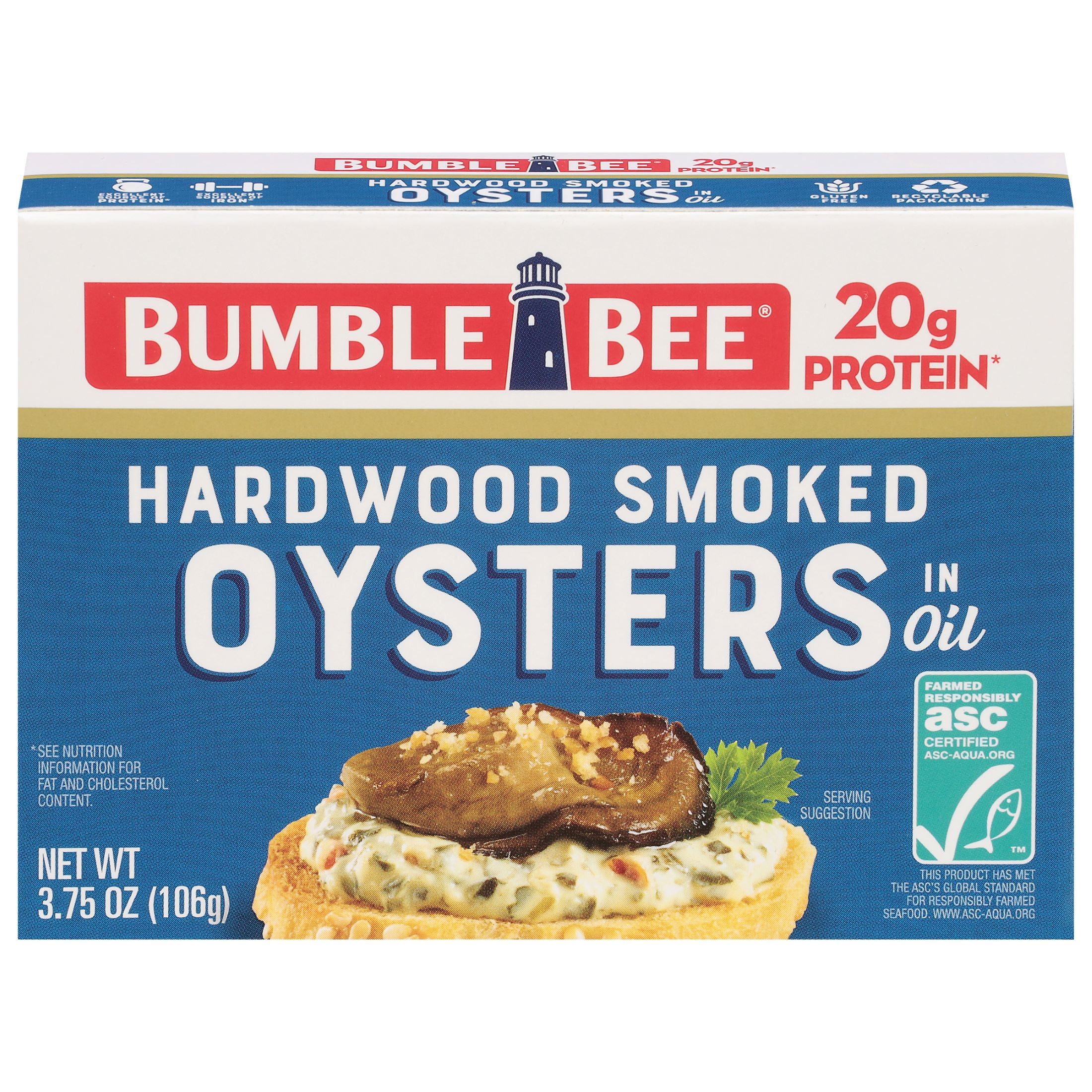 Bumble Bee Smoked Oysters, Hardwood Canned, 3.75 oz Can - Protein ...