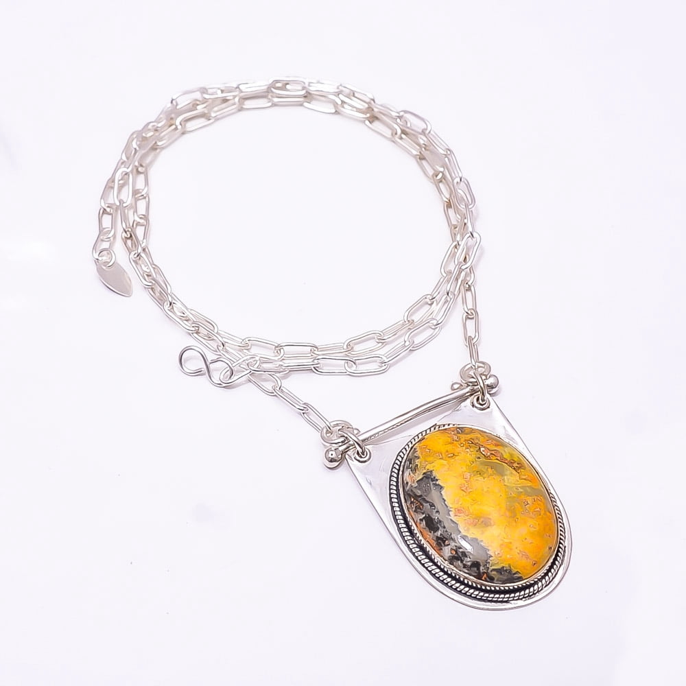 Bumble Bee Jasper -Indonesia 925 Sterling Silver Chain Pendant 19-23 ...