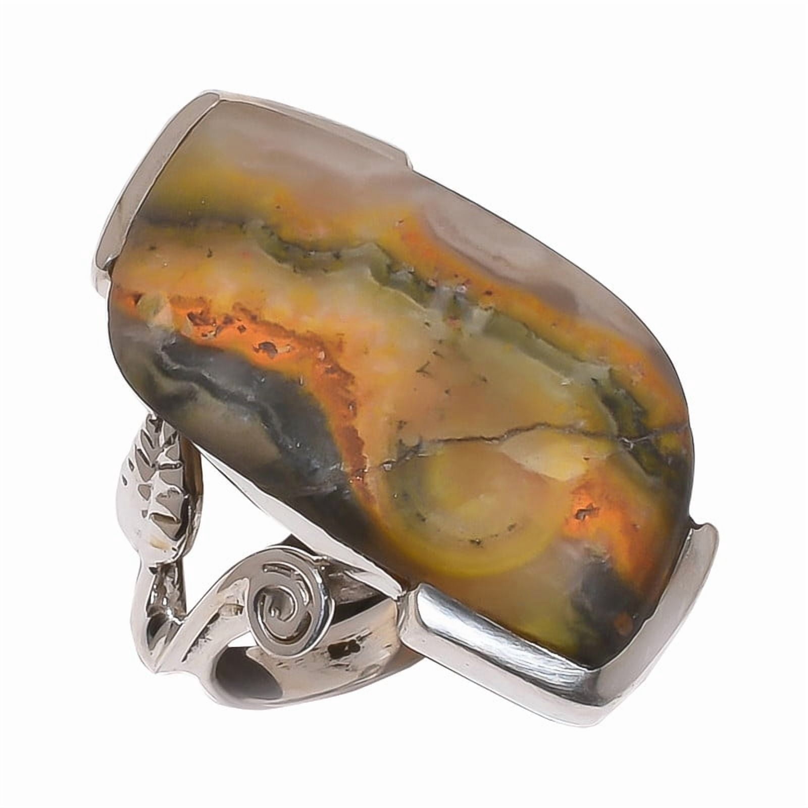 Anika Jewellers Band Multi-Color Bumble Bee Jasper Rings 925 Sterling ...