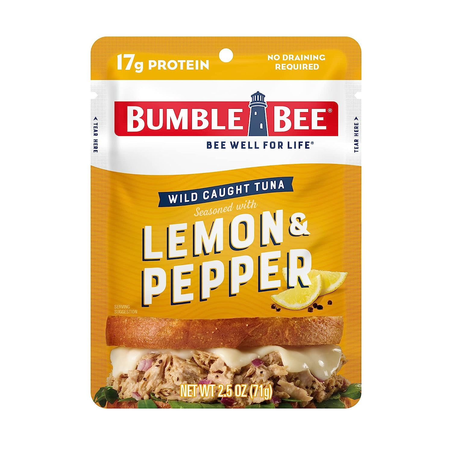 Bumble Bee Lemon & Pepper Seasoned Tuna, 2.5 oz Pouches (Pack of 12 ...