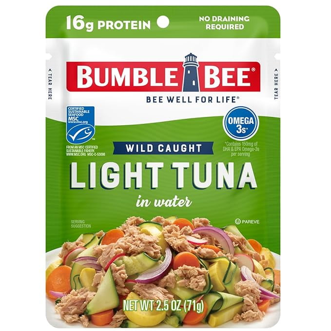 Bumble Bee Light Tuna Pouch in Water, Ready to Eat Tuna Fish, High ...