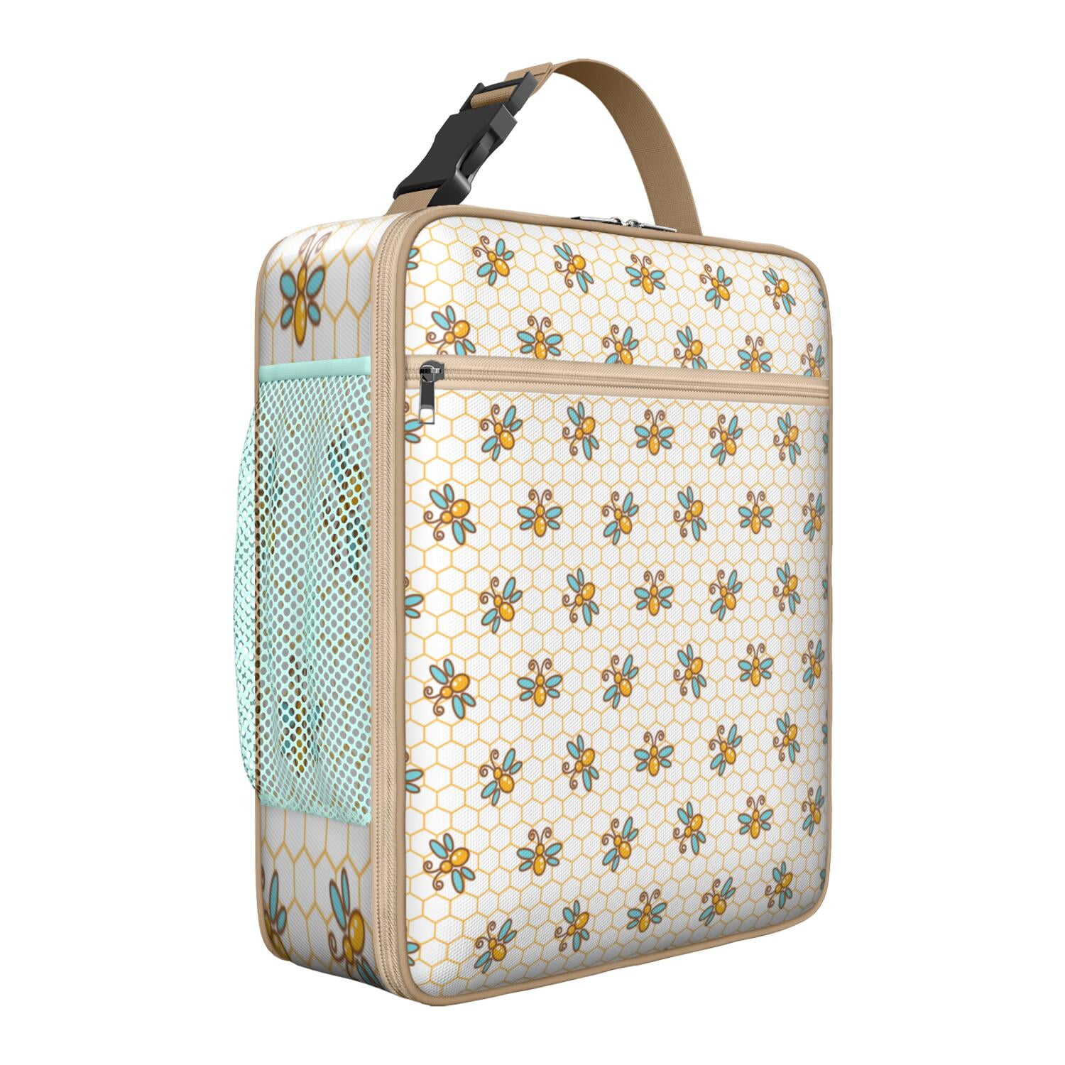 Bumble Bee Lunch Bag, Cute Bee with Hive Print Design, Yellow Honeybee ...