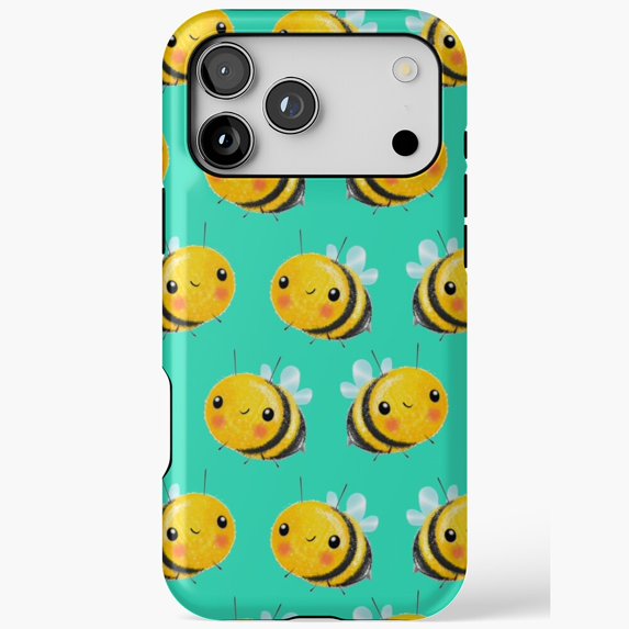 Bumble Bee Mint Green Insect Pattern iPhone Case 17 11 12 13 14 15 16 ...