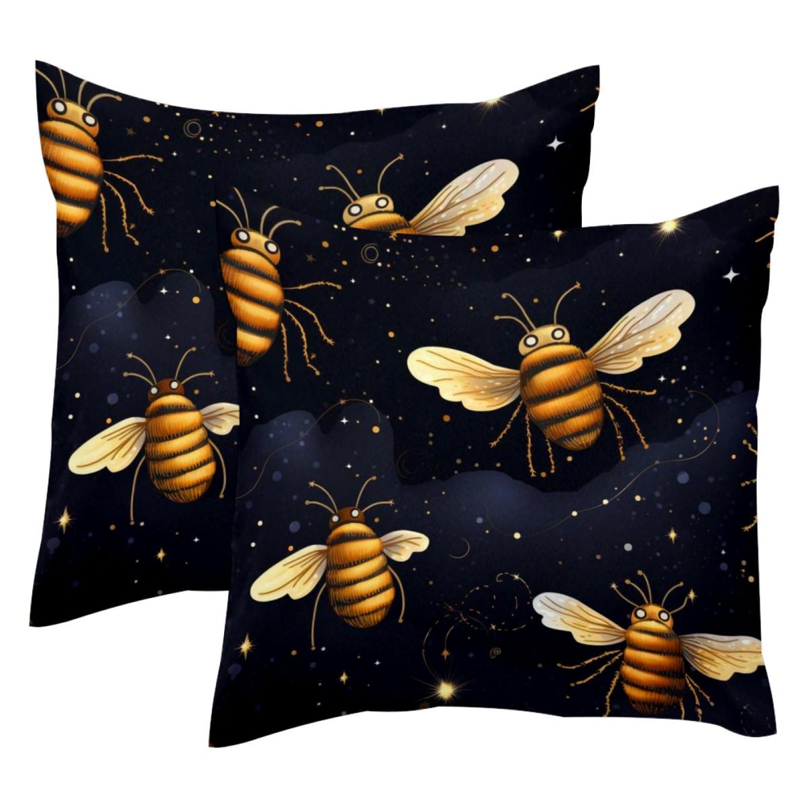 Bumble Bee Pattern Pack of 2 Pillow Covers 18x18 Inch, Farmhouse Throw ...