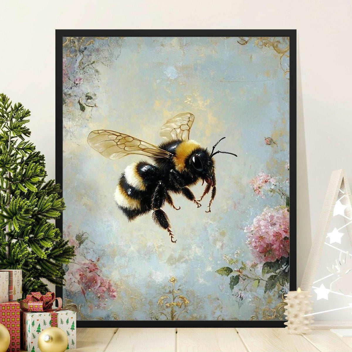 Bumble Bee Posters, Floral Posters, Vintage Bee Print, Nature Wall Art ...