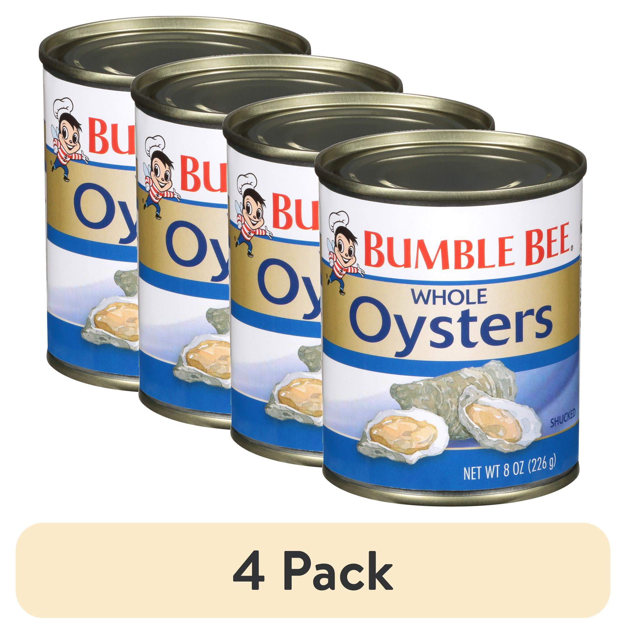 (4 pack) Bumble Bee Premium Select Whole Canned Oysters, 14g Protein ...