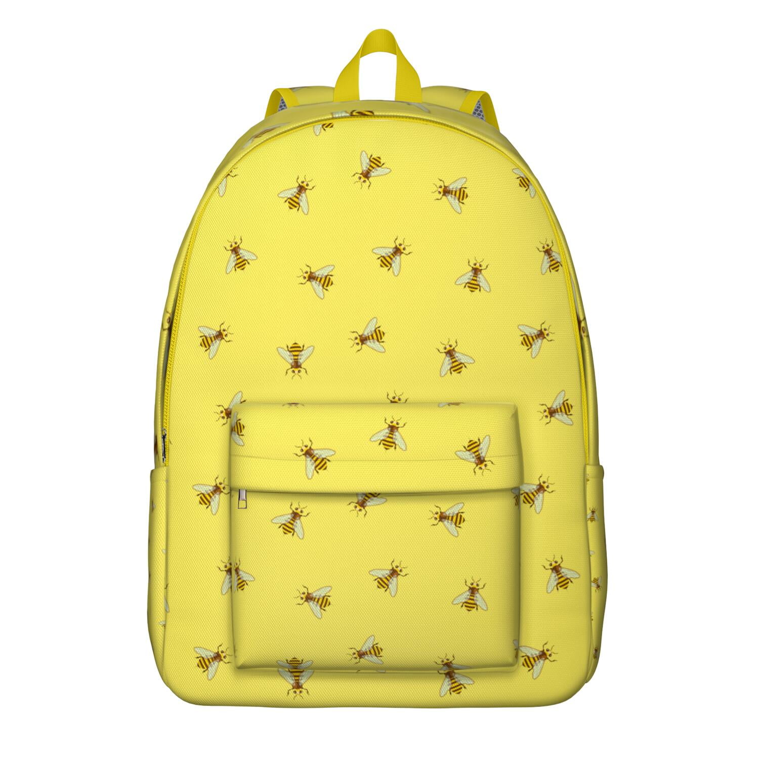 Bumble Bee Print Backpack – Yellow Honeybee Lover Design Bookbag for ...