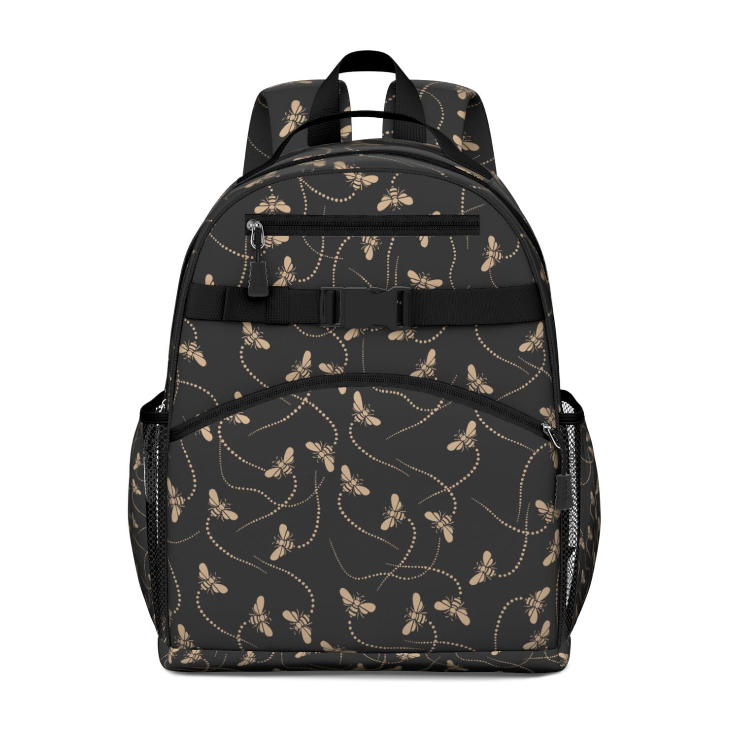 Bumble Bee Print Waterproof School Backpack - Ergonomic Travel Daypack ...