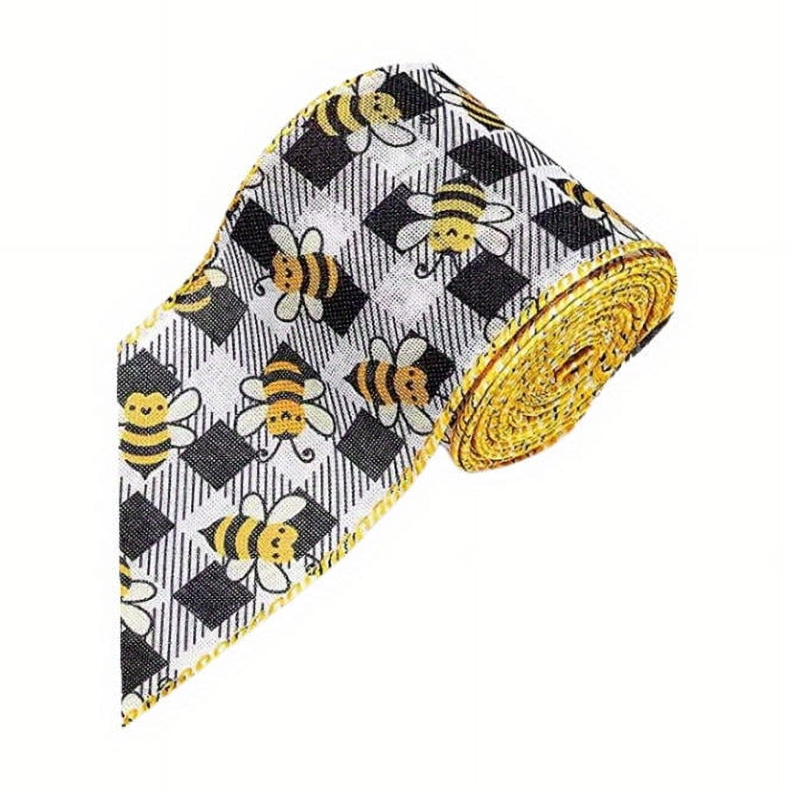 Bumble Bee Ribbon Wired Polka Dot Wired Edge Ribbon Bee Vertical Stripe ...