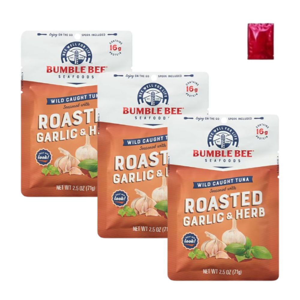 Bumble Bee Roasted Garlic & Herb Seasoned Tuna, 2.5 oz Pouches (3 Pack ...