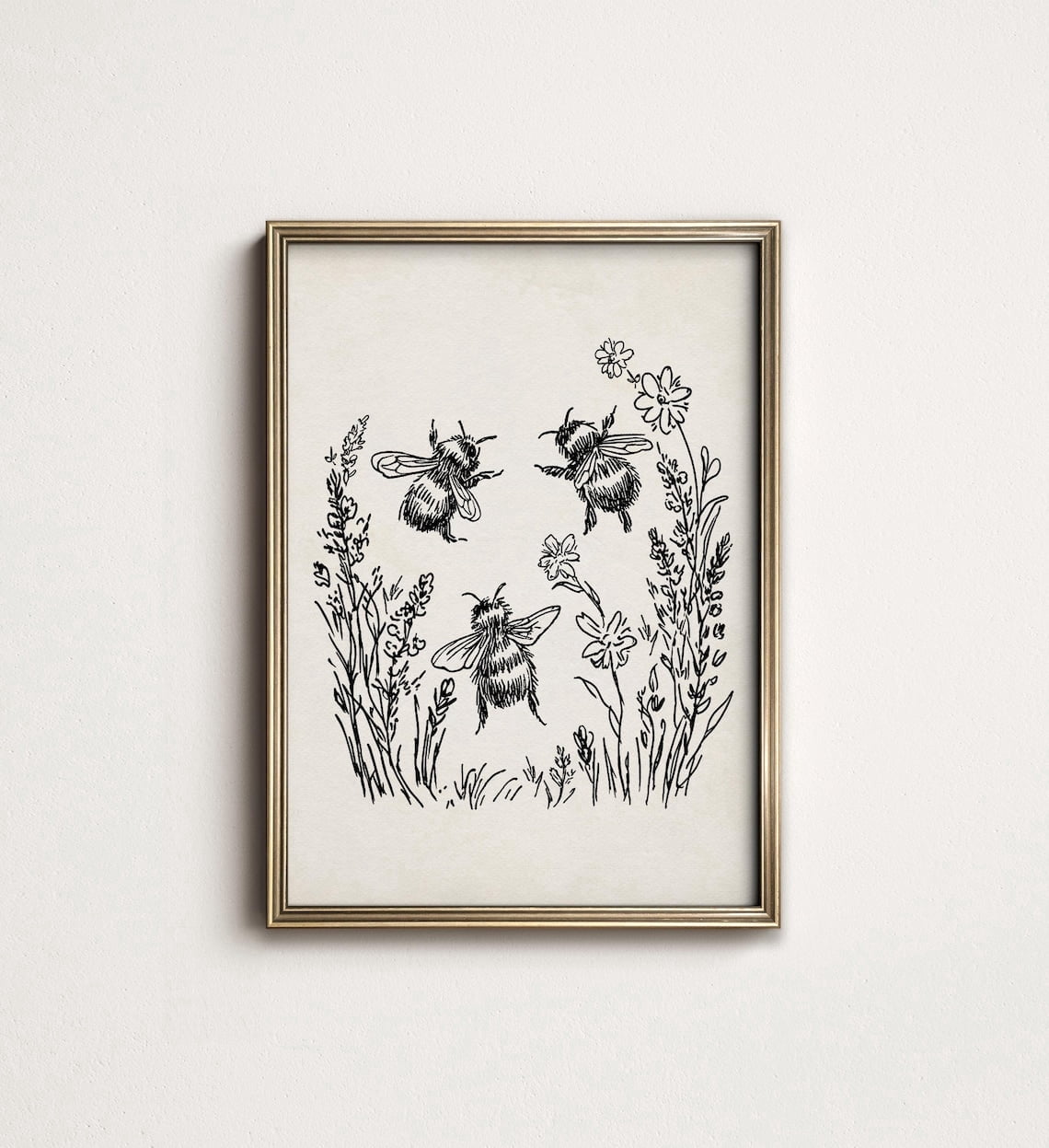 Bumble Bee Sketch Woodland Nursery Poster Stretched Home Decor Office ...