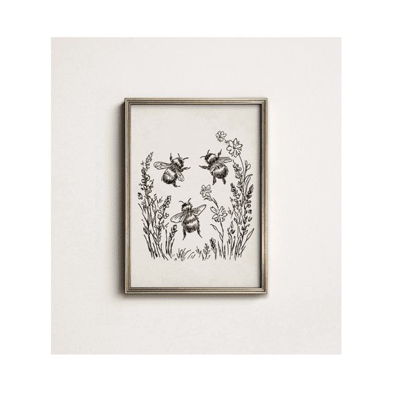 Bumble Bee Sketch Woodland Nursery Wall Art Poster Home Decor Office ...