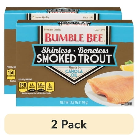 (2 pack) Bumble Bee Skinless & Boneless Smoked Trout Fillets, 3.8 oz ...