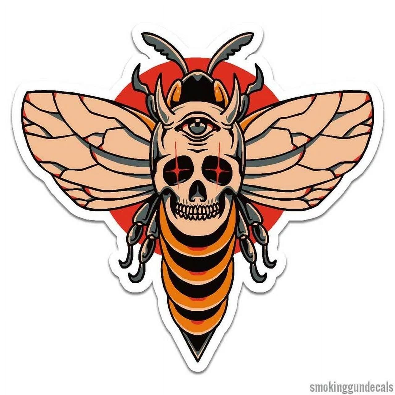 Bumble Bee Skull Sticker Indoor Outdoor Phone Decal Water Bottle ...