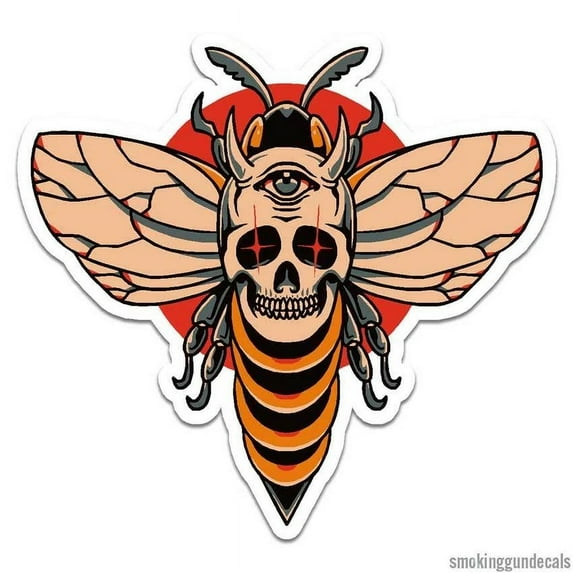 Bumble Bee Skull Sticker Indoor Outdoor Phone Decal Water Bottle ...