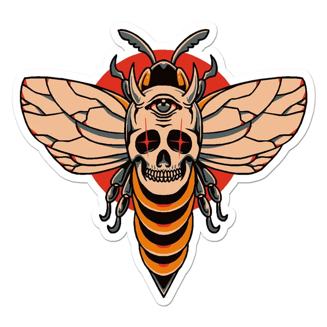 Bumble Bee Skull Sticker Phone Decal Water Bottle Stickers Car Decals ...