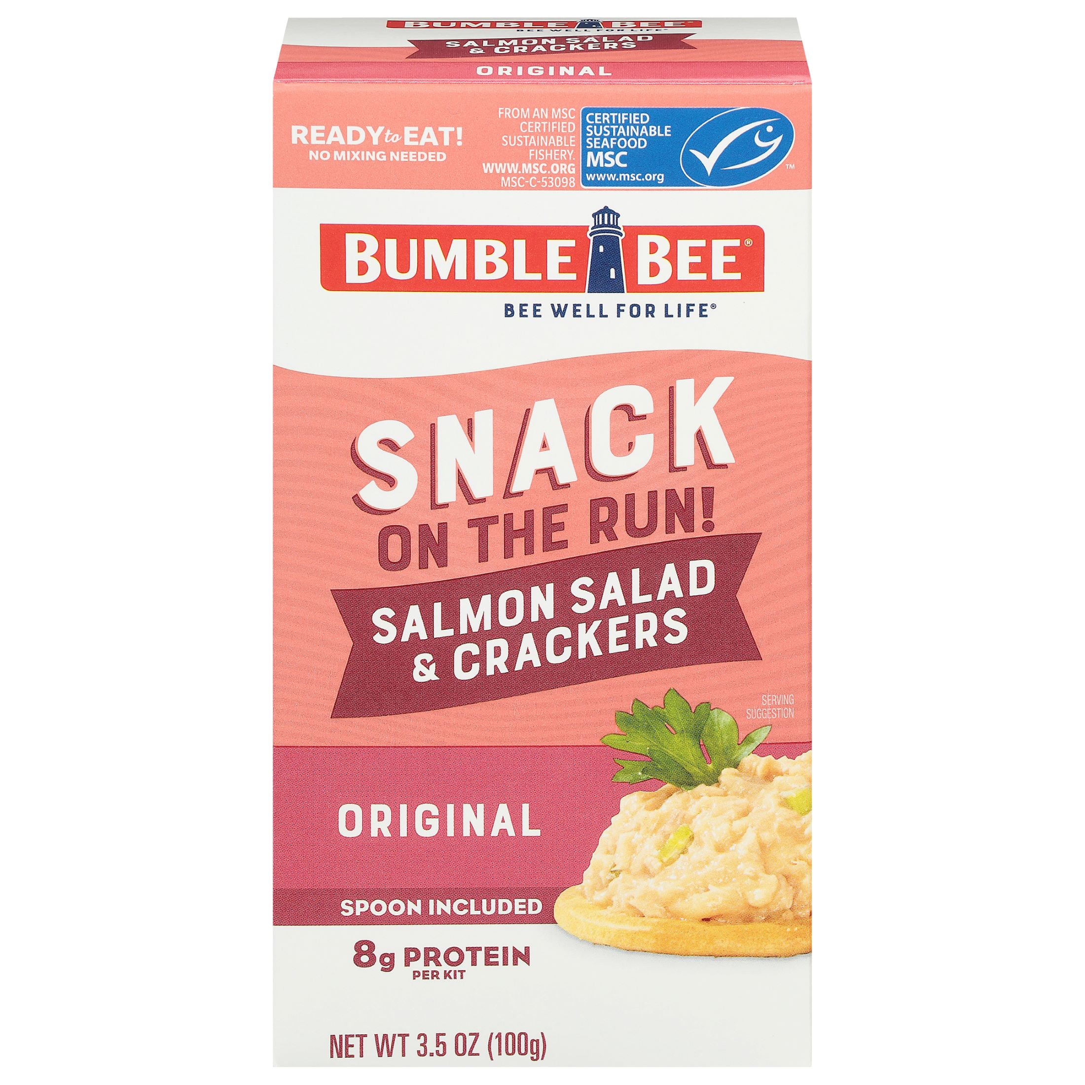 Bumble Bee Ready-to-Eat Salmon Salad Snack Kit with Crackers, High ...