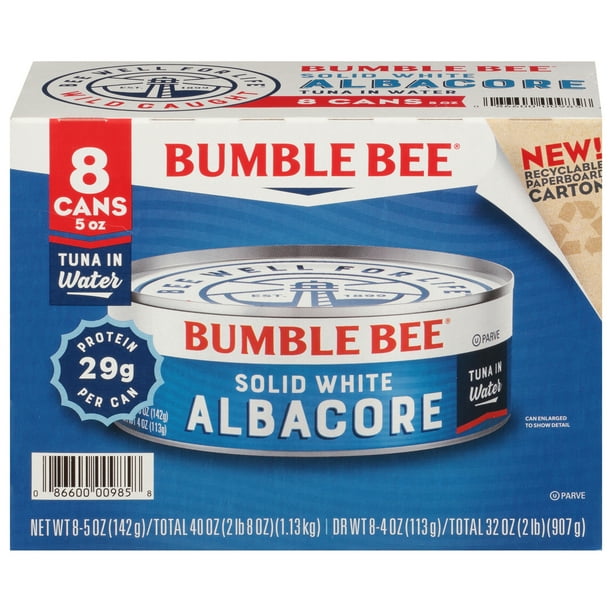 (Pack of 8) Bumble Bee Solid White Albacore Tuna in Water, 5 oz cans - Walmart Business Supplies