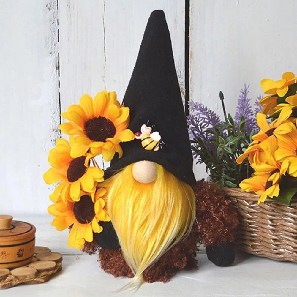 Bumble Bee Spring Gnome Plush with Sunflower - Tomte Elf World Bee Day ...